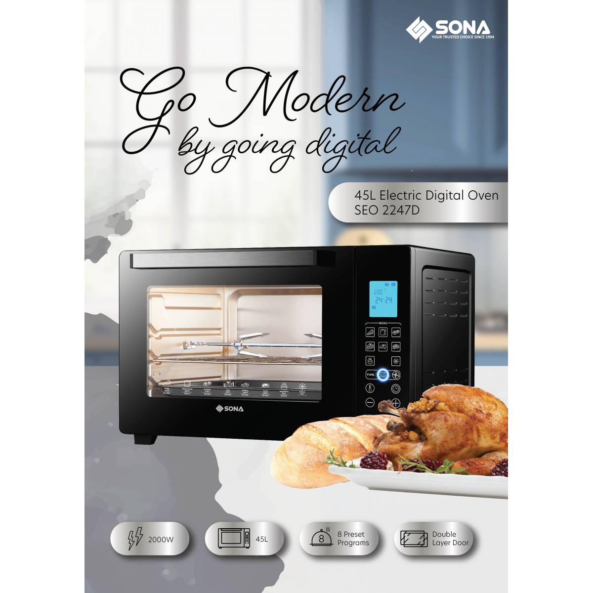SONA 45L ELECTRIC DIGITAL OVEN SEO 2247D
