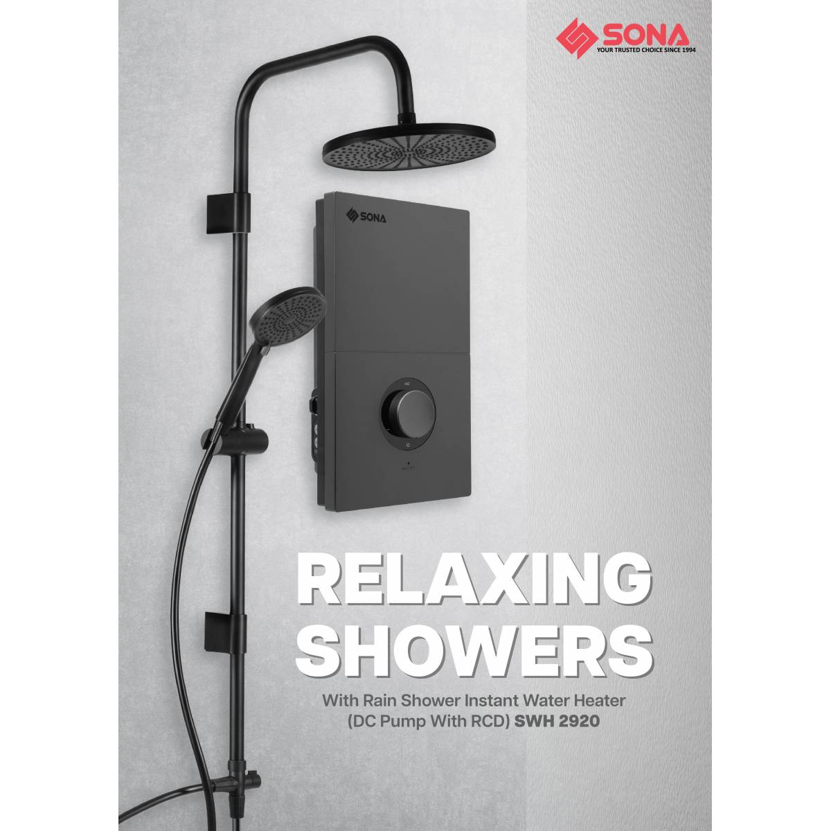 SONA 3.3kW Rain Shower Instantaneous Water Heater (DC Pump With ELCB ...