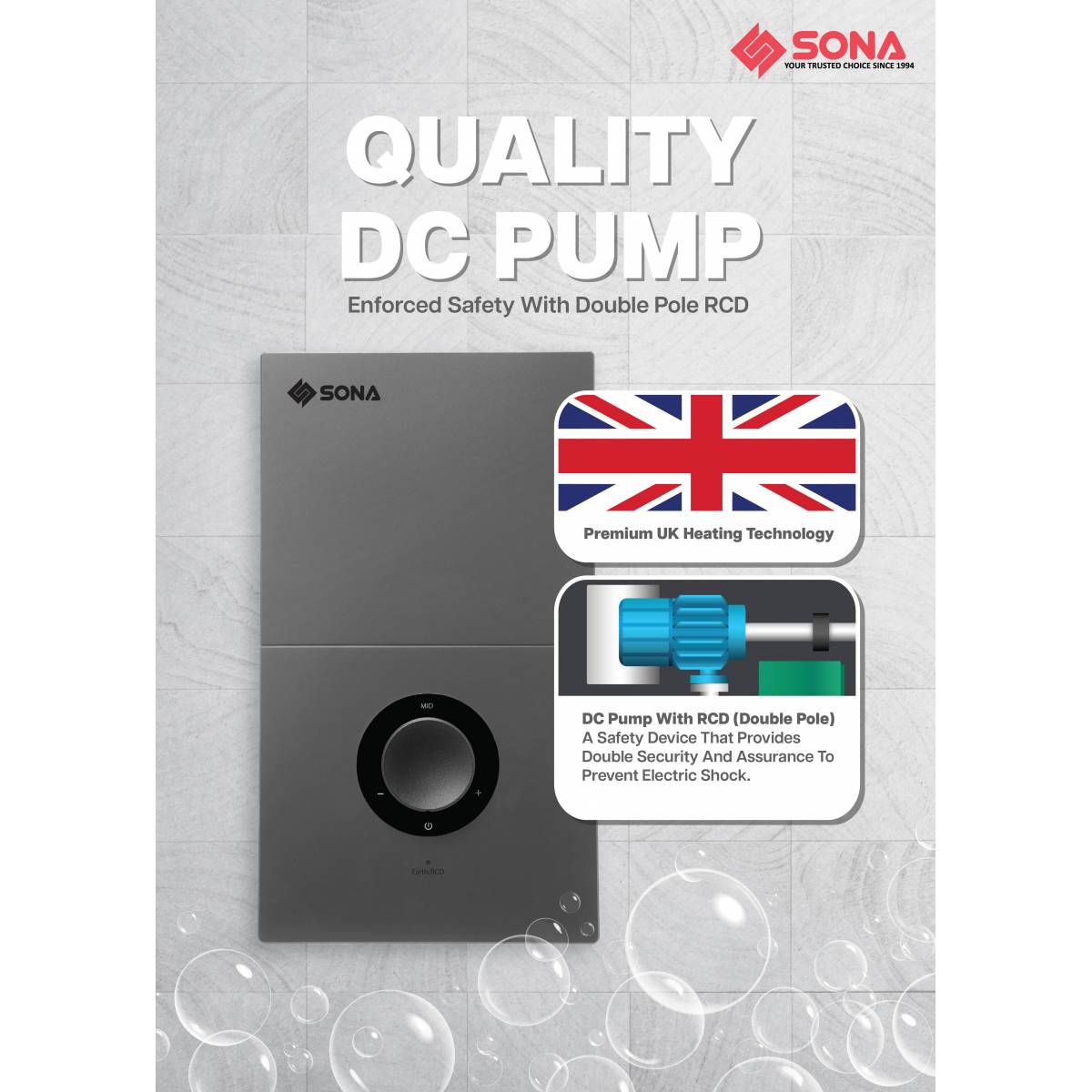 SONA 3.3kW Rain Shower Instantaneous Water Heater (DC Pump With ELCB ...