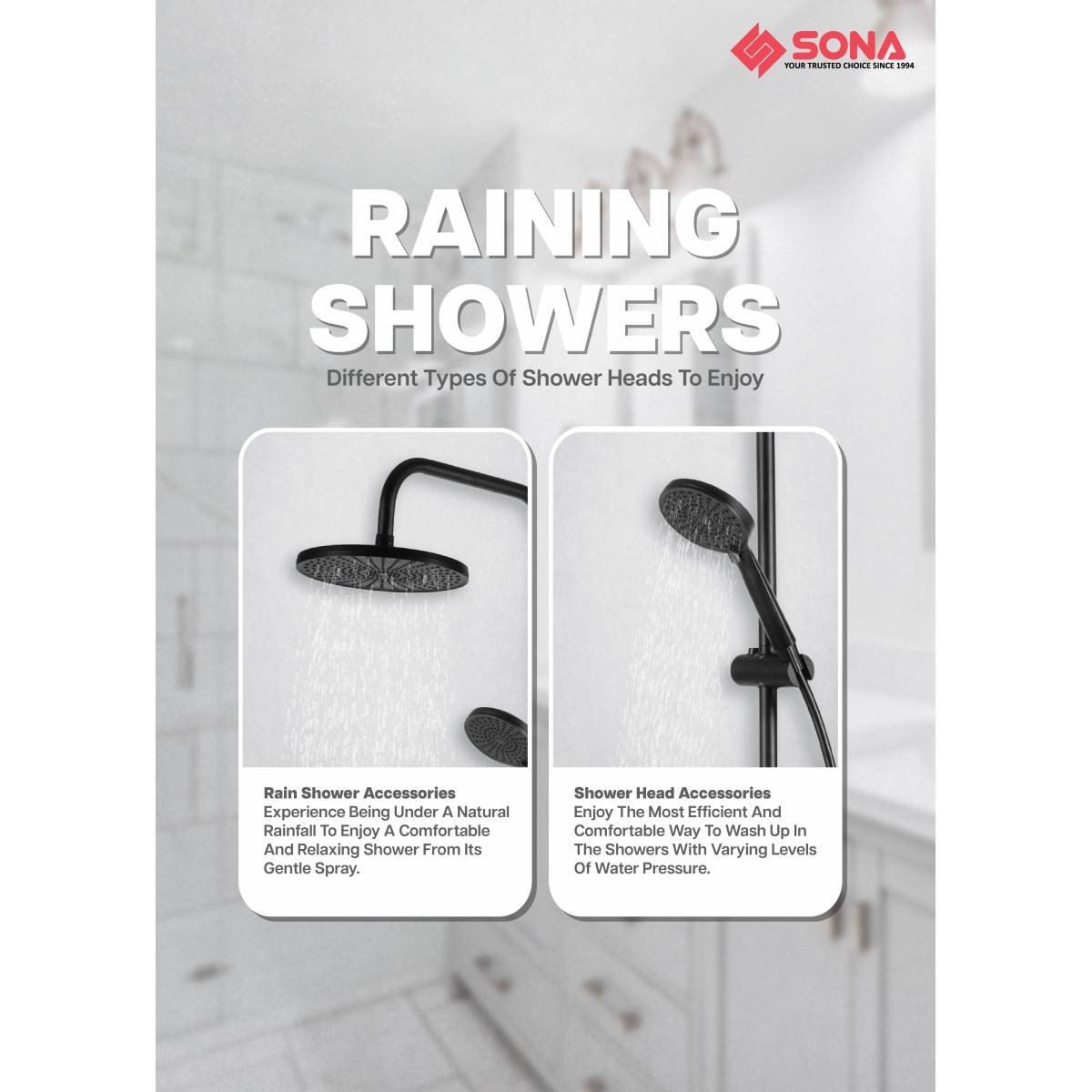 SONA 3.3kW Rain Shower Instantaneous Water Heater (DC Pump With ELCB ...