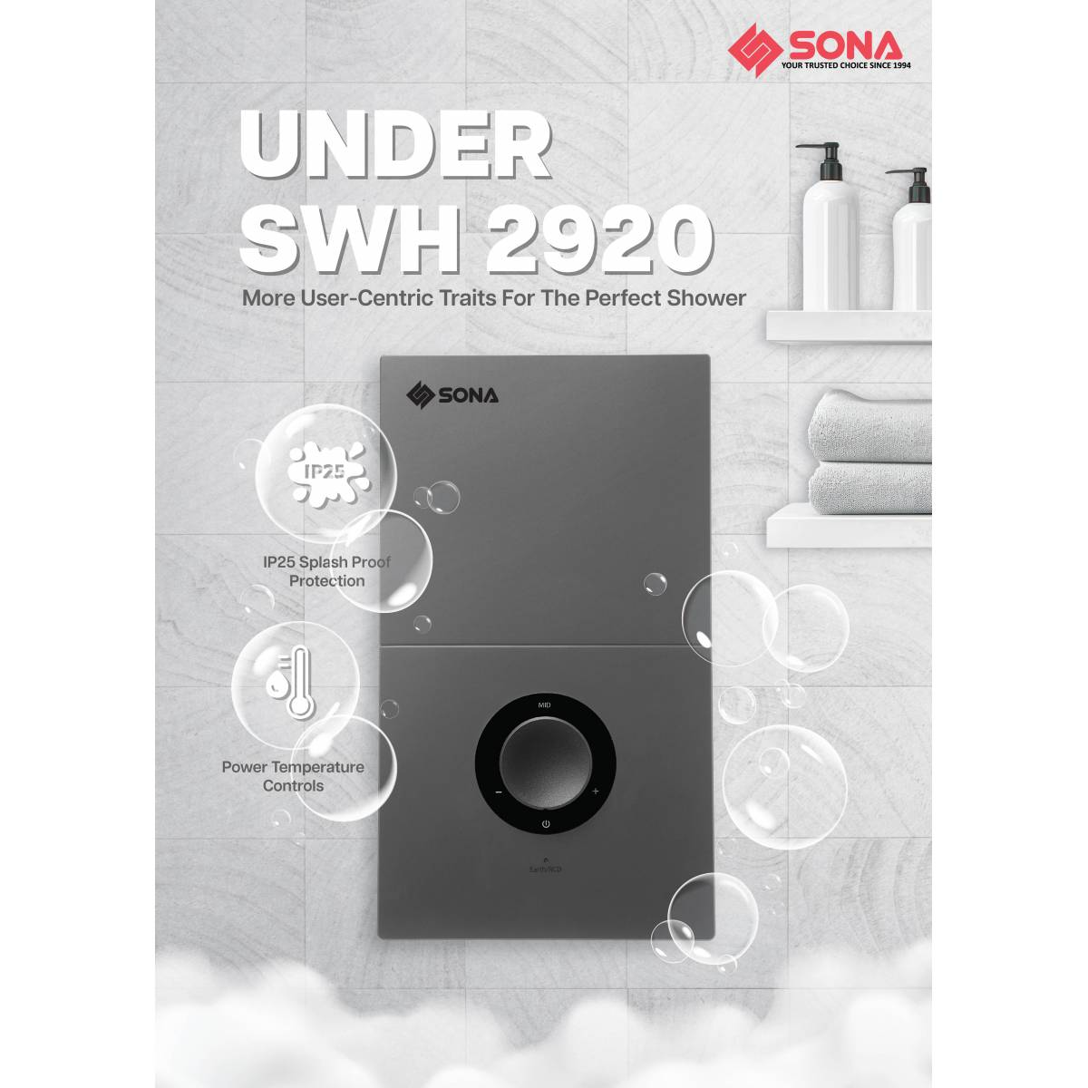 SONA 3.3kW Rain Shower Instantaneous Water Heater (DC Pump With ELCB ...