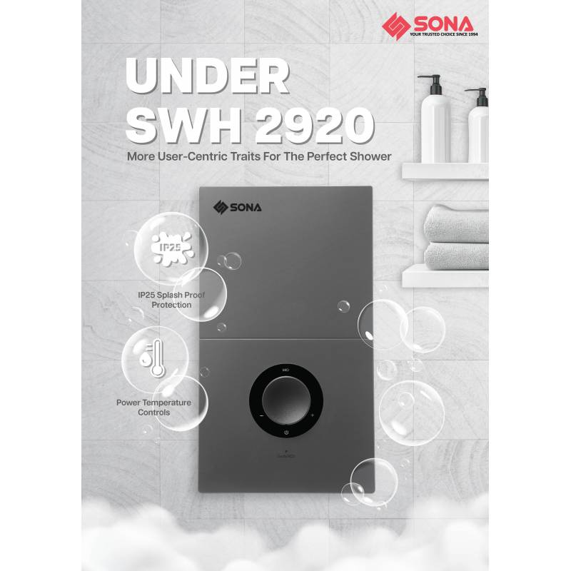 SONA 3.3kW Rain Shower Instantaneous Water Heater (DC Pump With ELCB ...