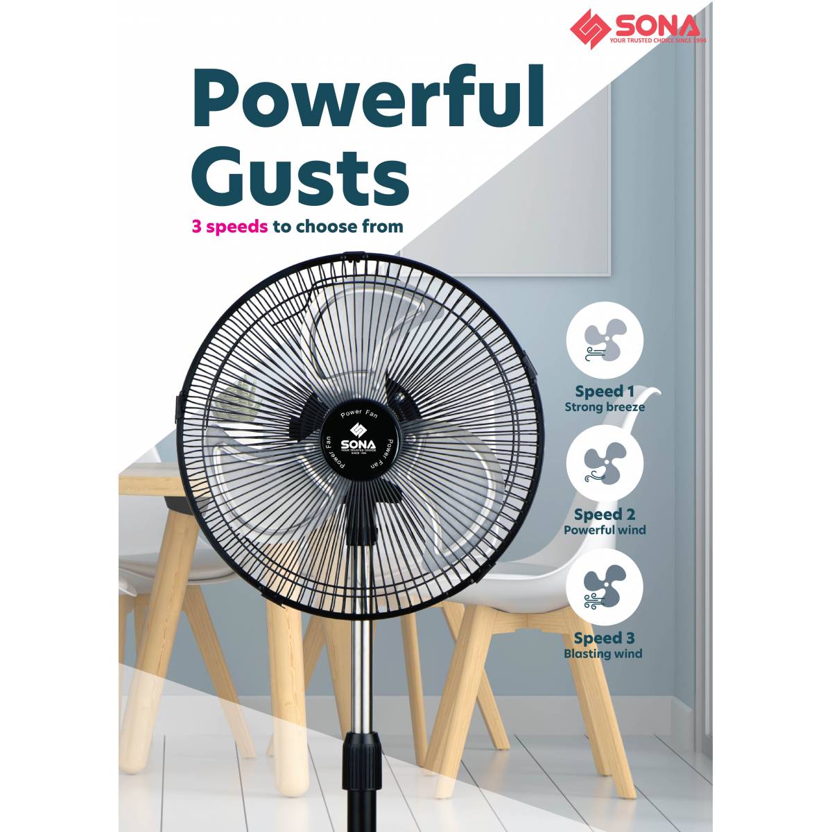 SONA 12” Power Stand Fan SSO 6512