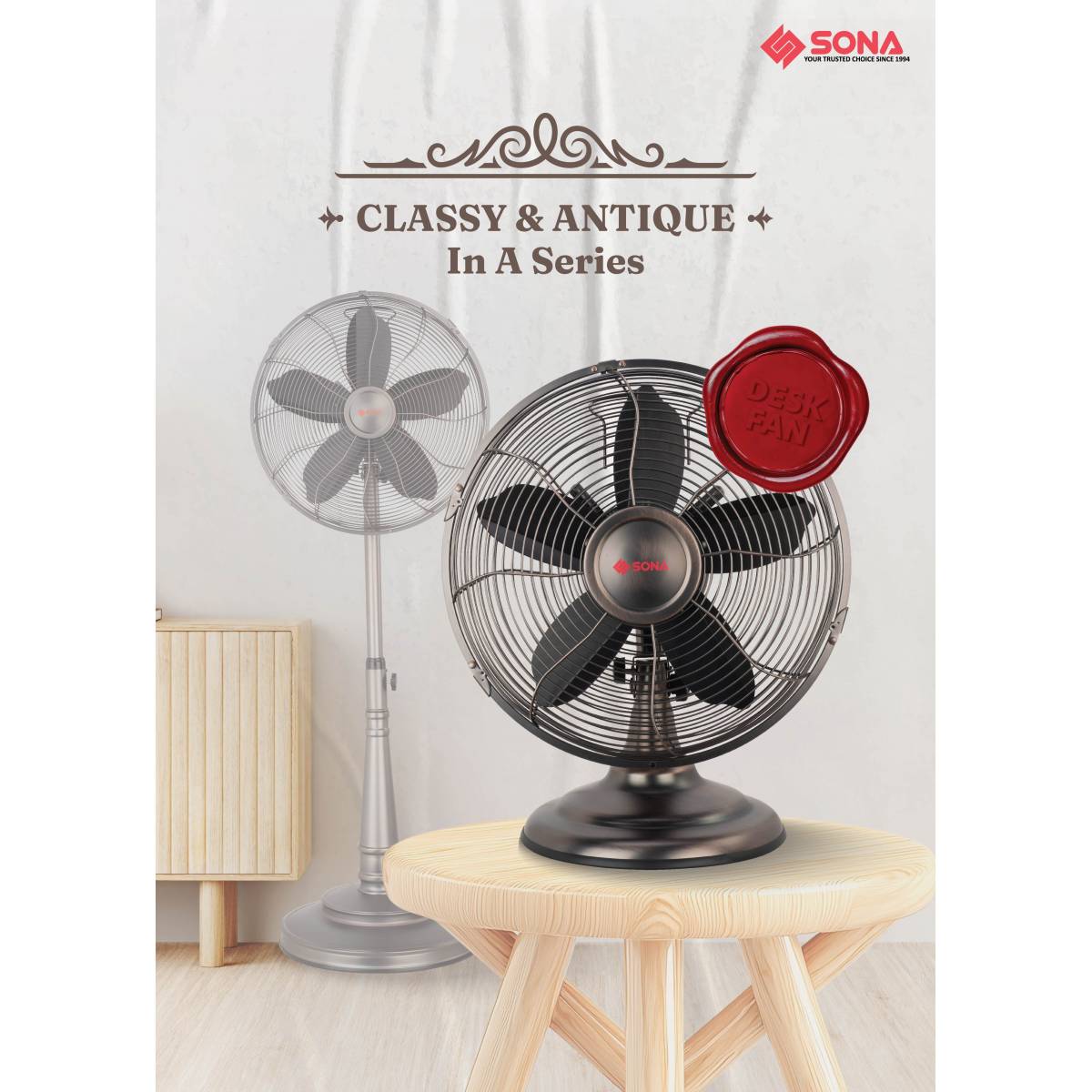 SONA 12″ Antique Desk Fan SAF 6912