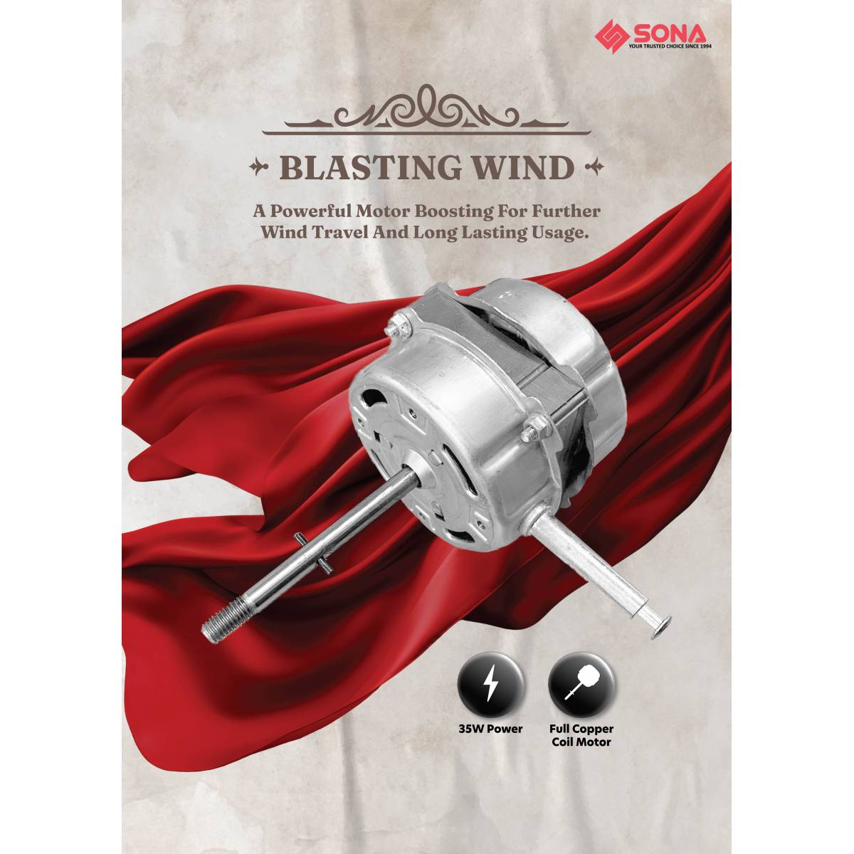 SONA 12″ Antique Desk Fan SAF 6912