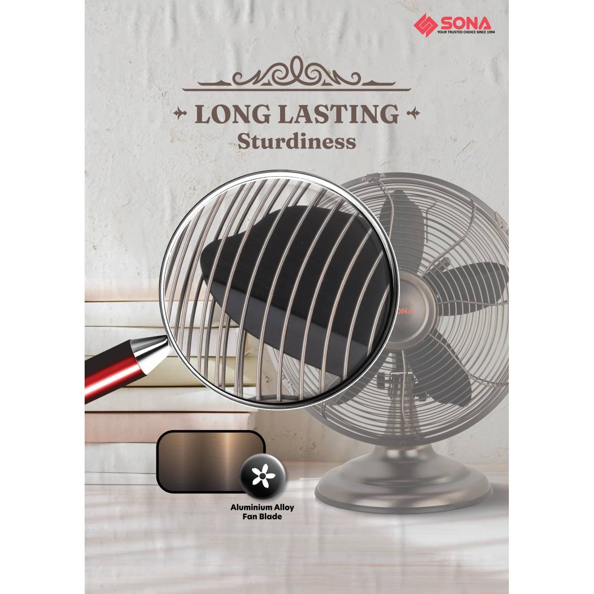 SONA 12″ Antique Desk Fan SAF 6912