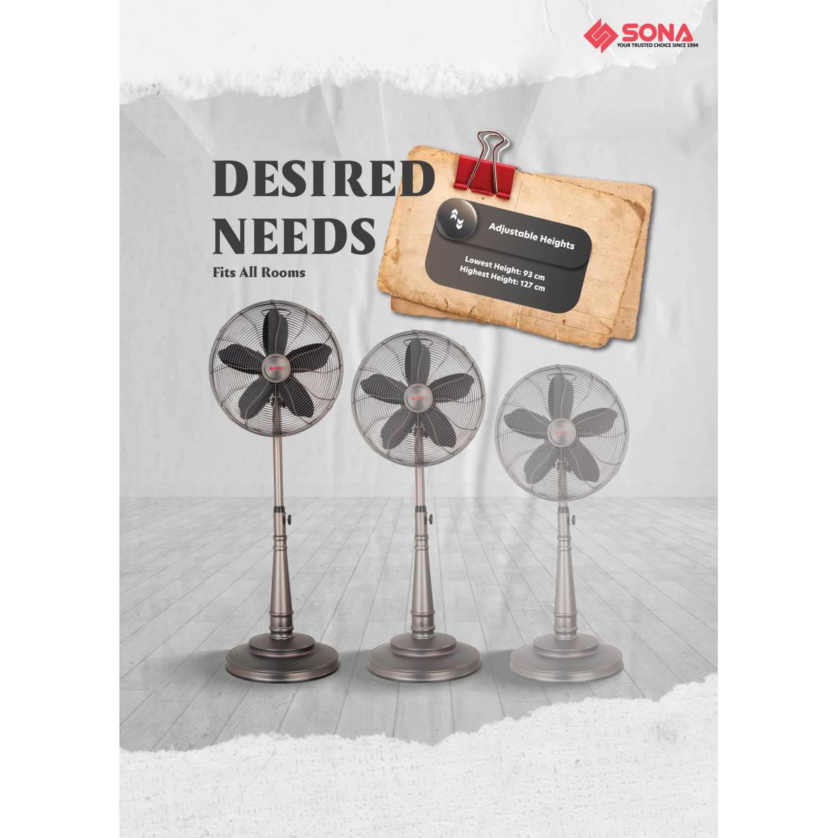 SONA 16″ Antique Stand Fan SAF 6916